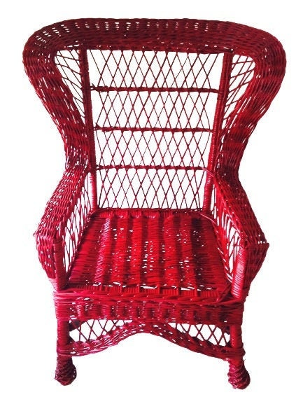 Armchairs Pair of Red Armchairs Bamboo and Rattan Red Tall Rare Pieces ...