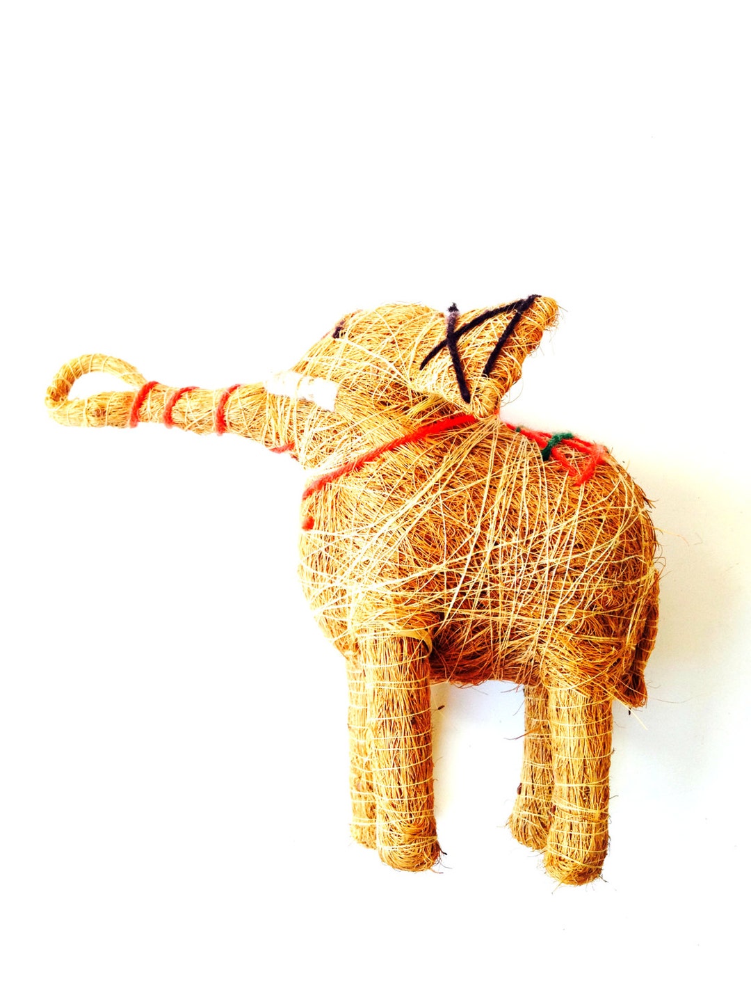 Elephant Made of Straw Embroidered With Cotton Handicraft From South ...