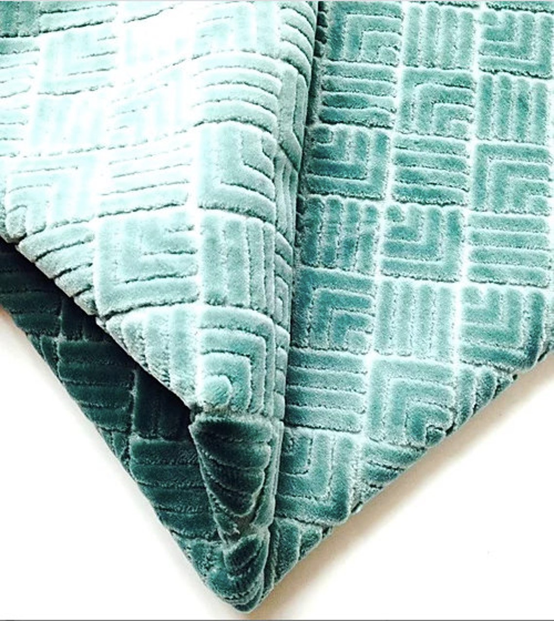 Fabric Piece of Premium Quality Embossed Velvet Blue Green - Etsy