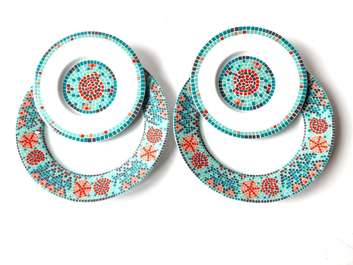 Plates and Saucers 4 Pieces From the MOSAIC Dinnerware Set - Etsy