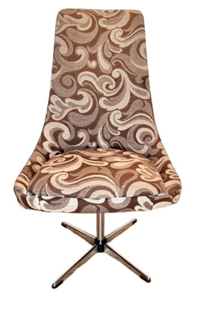 Design Piece Brown Swivel Chair 60s or 70s Original Fabric Plastic ...