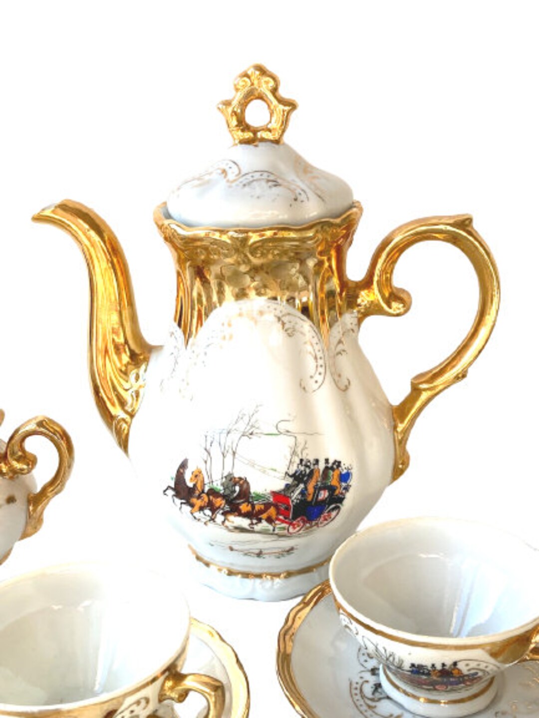Teapot GOLD HIGH TEA Bavaria Porcelain Gold With Baroque - Etsy