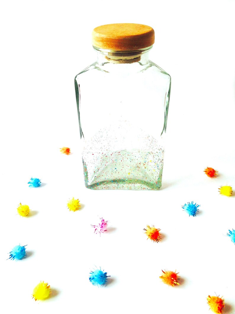 Glass Jar Triangular Transparent Glass With Cork Lid CONFETTO - Etsy