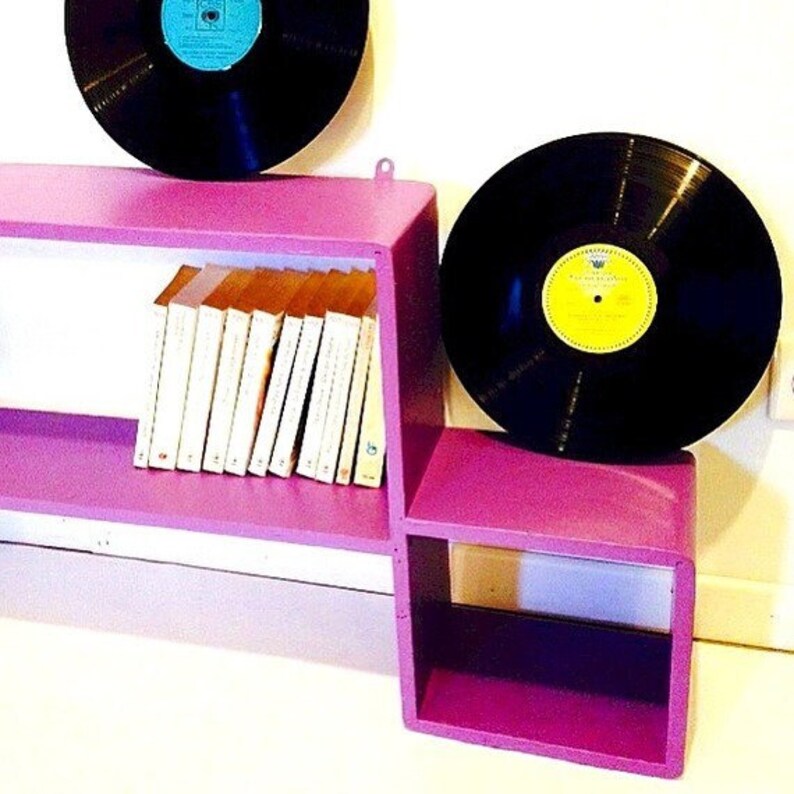 Floating Shelf Wall Shelf DISCO Wooden Hand Painted Purple Upcycling ...
