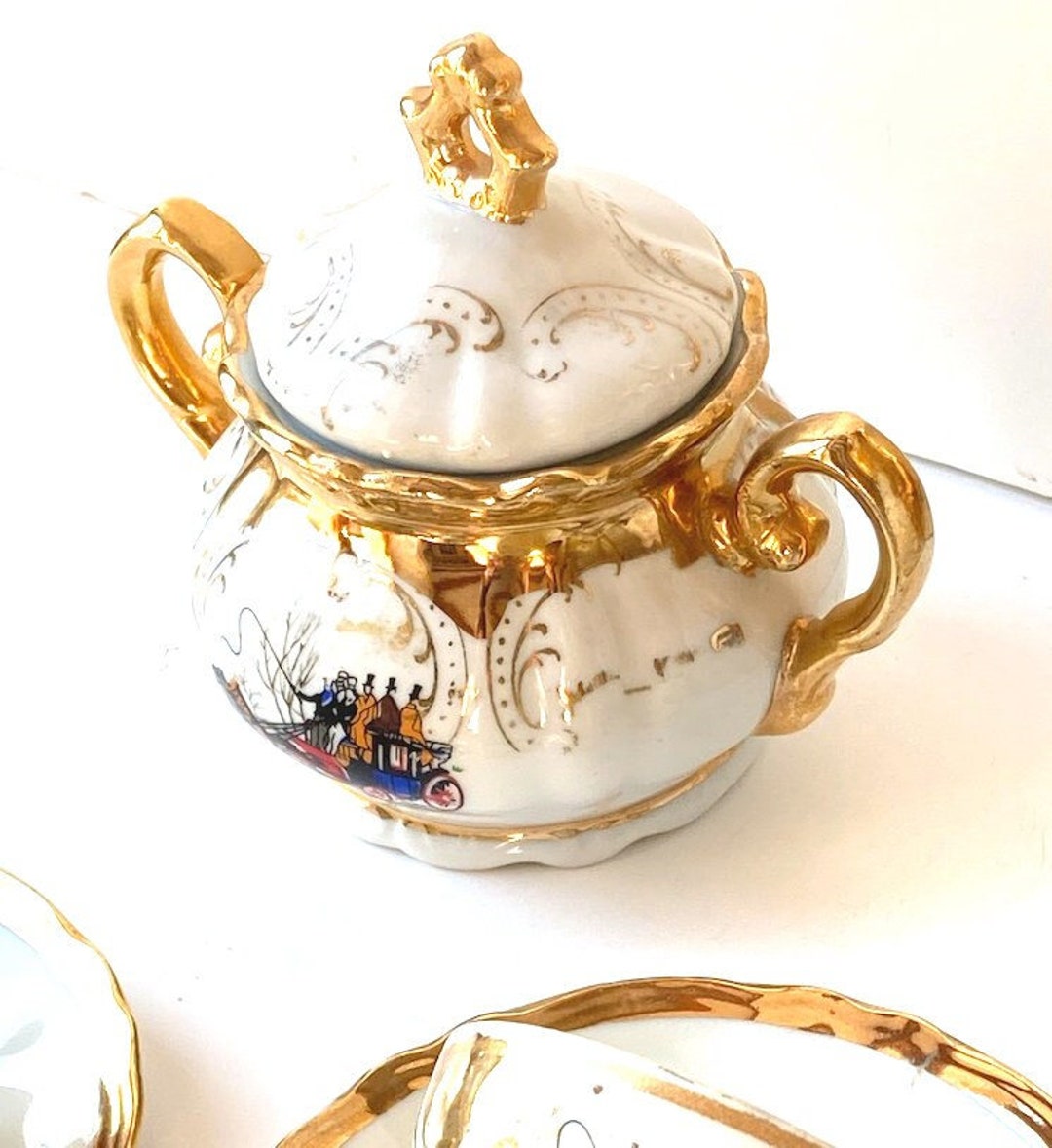 Sugar Bowl of the GOLD HIGH TEA Set Bavaria Porcelain Gold Baroque 18th ...