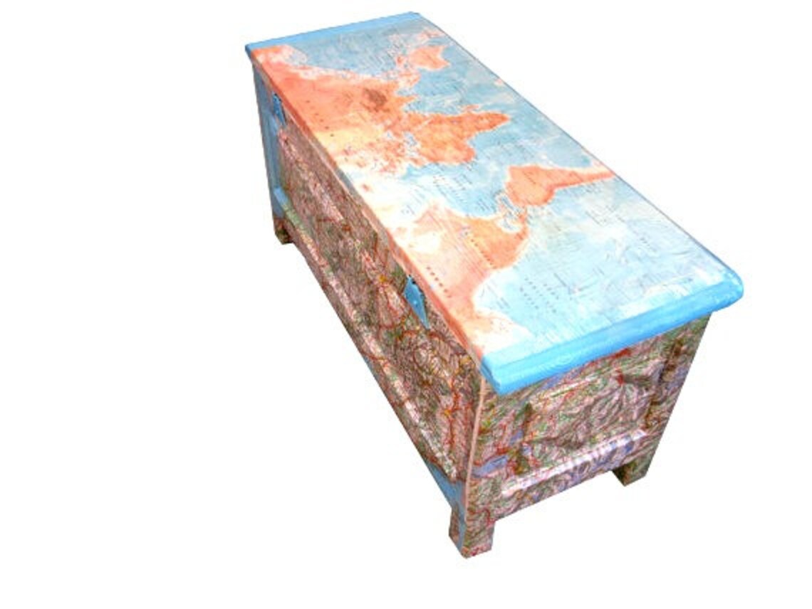 SOLD TRAVEL TRUNK Refurbished Light Blue Wooden Chest | Etsy