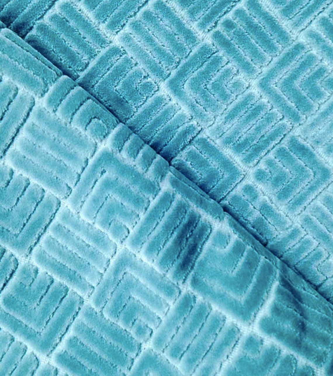 Fabric Piece of Premium Quality Embossed Velvet Blue Green - Etsy