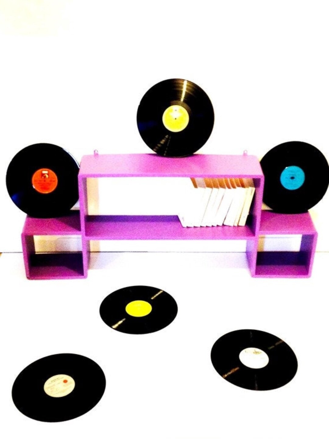 Floating Shelf Wall Shelf DISCO Wooden Hand Painted Purple Upcycling ...