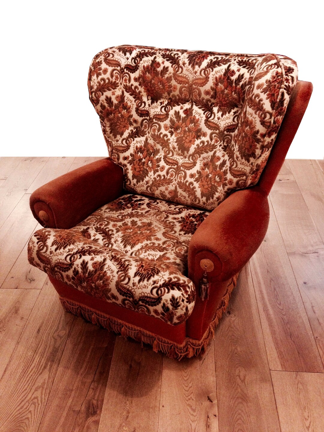 Armchair REVIVAL 60s 70s Brown Pattern Caramel Base Used Good Condition ...