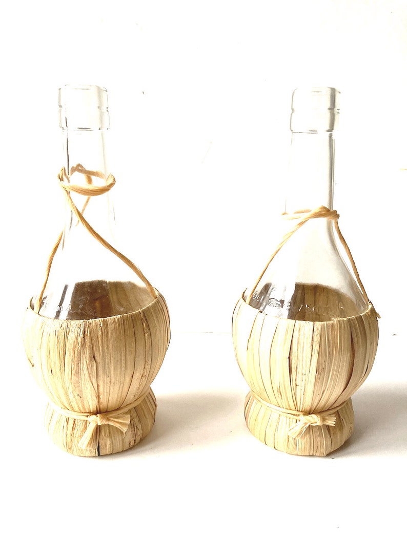 Bottles X 2 Empty Italian Oil Glass Bottles With Raphia for Bohemian ...