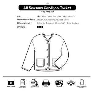 Simple Cardigan Jacket Sewing Pattern PDF for Women, Oversized, Digital ...