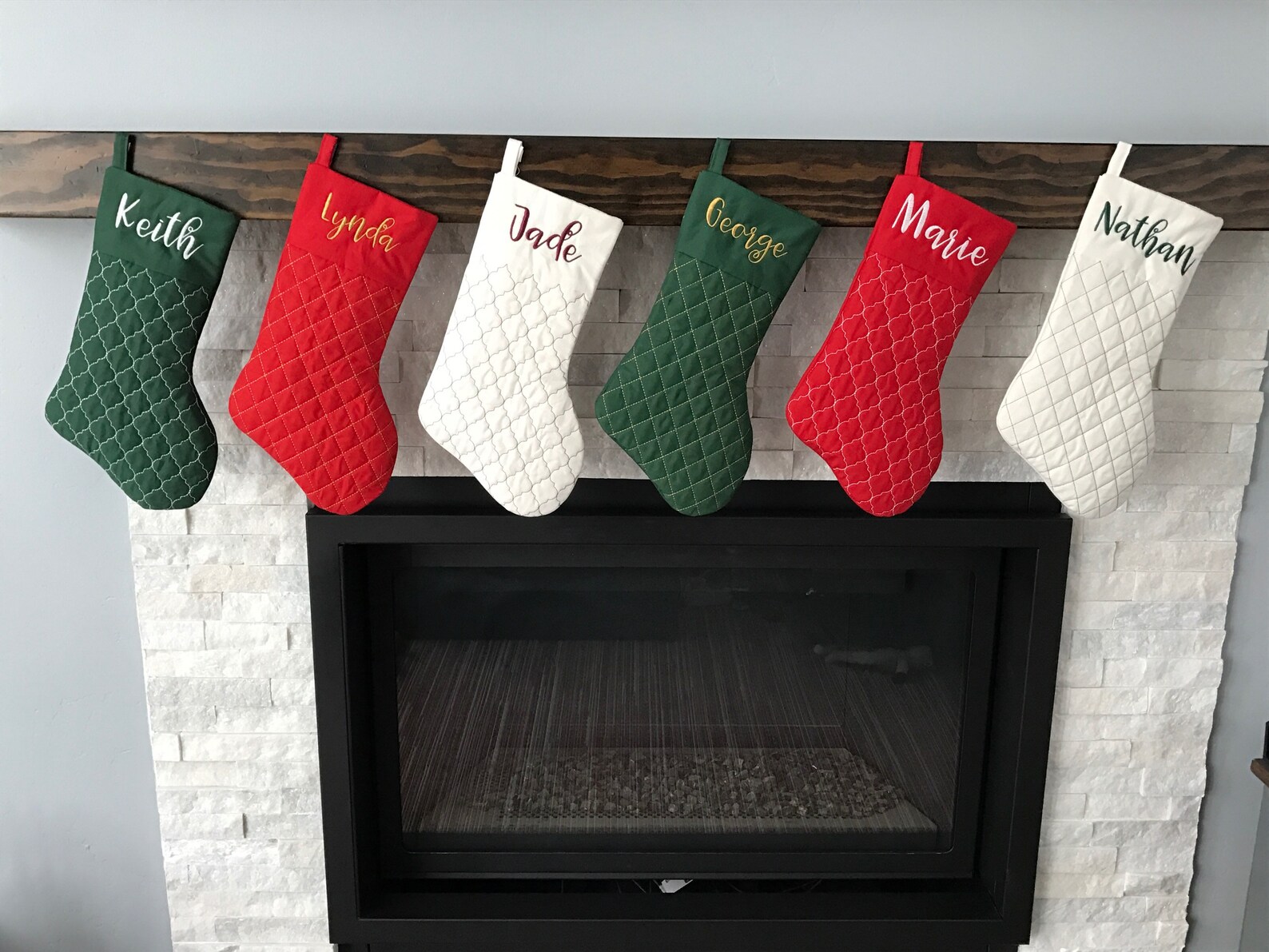 Herringbone Quilted Red Slim Christmas Stocking Customized | Etsy
