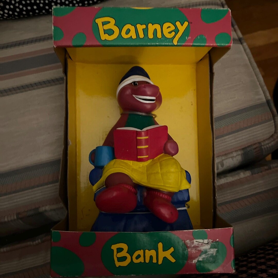 Barney Coin Bank 7" Dinosaur Story Time Lyons Group 1993 Vibrant Colors ...