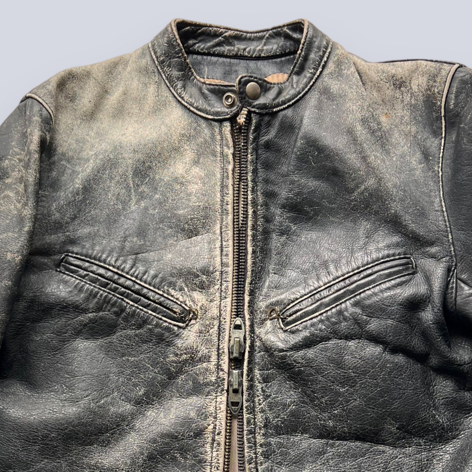 Vintage Bates Leather Jacket Cafe Racer Motorcycle 1960s Distressed ...