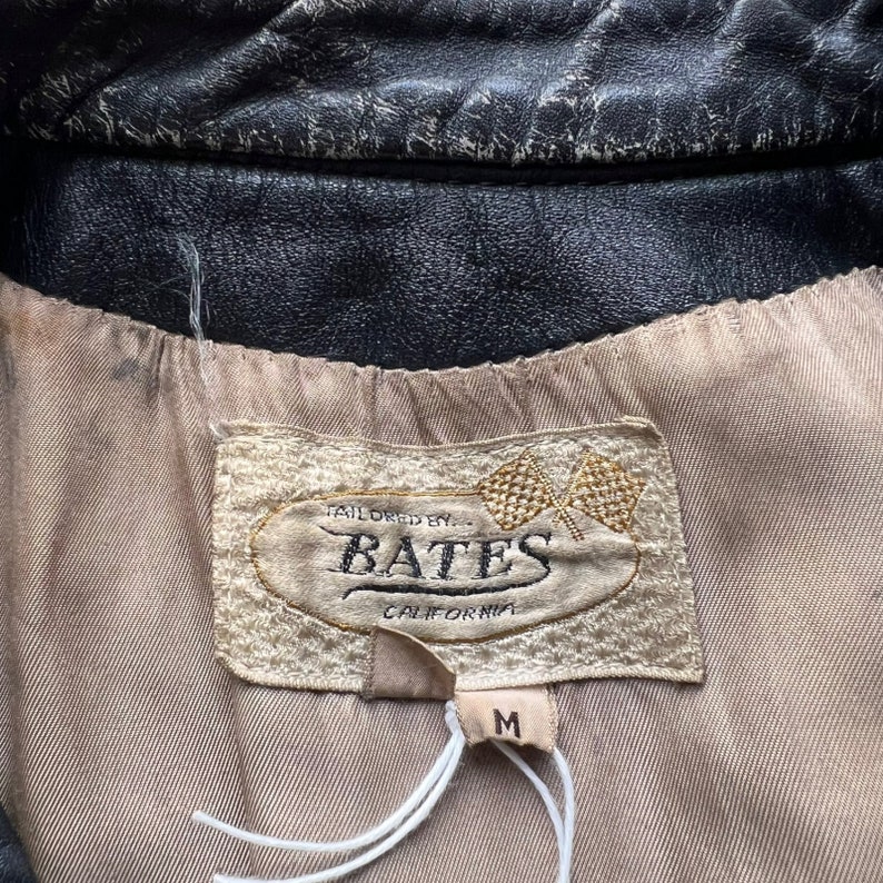 Vintage Bates Leather Jacket Cafe Racer Motorcycle 1960s Distressed ...