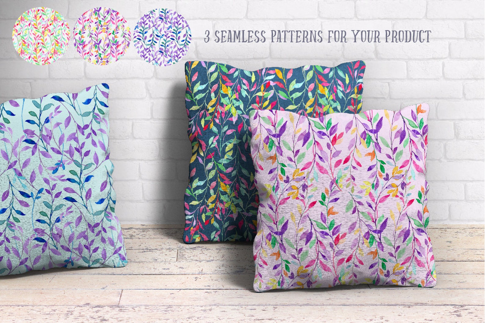 Digital Paper Colorful Leaf Seamless Pattern Watercolor - Etsy