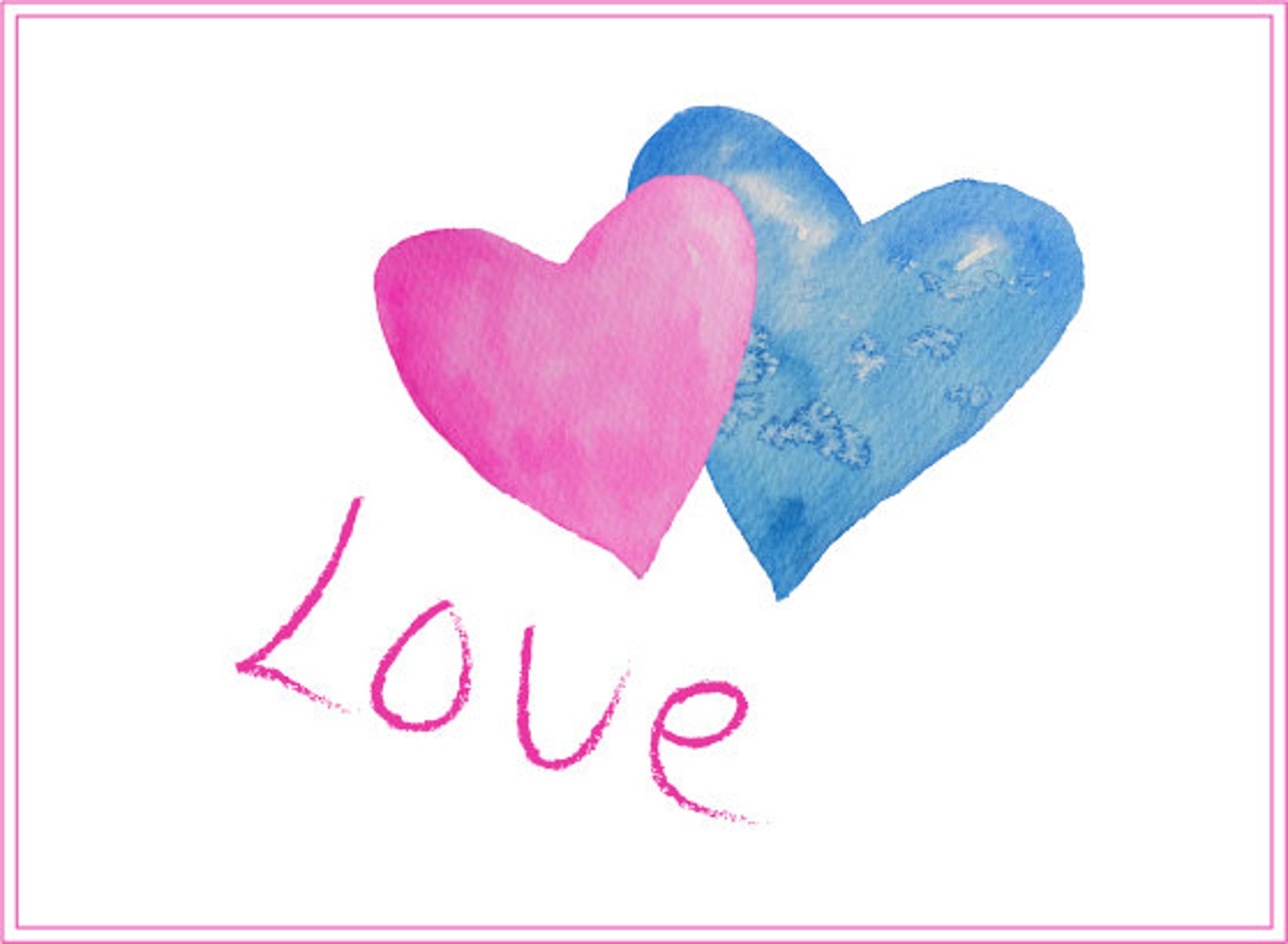 Watercolour hearts digital clip art red pink blue purple | Etsy