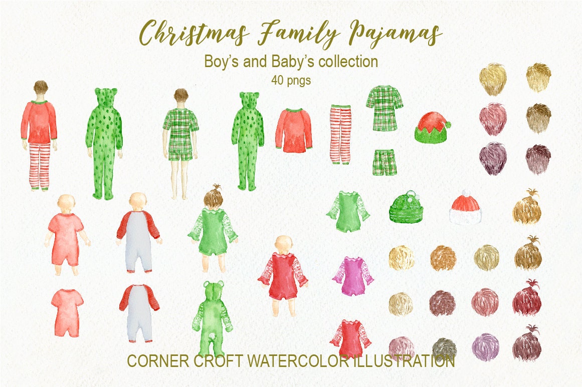 Christmas Family Pajamas Clipart for Instant Download - Etsy UK