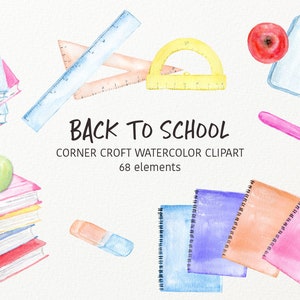 Back to School Clipart Watercolor Stationery School Bus | Etsy