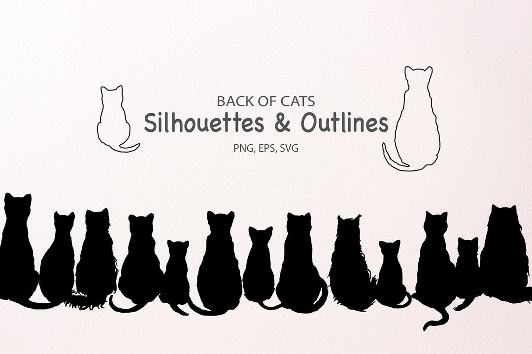 Back of Cat Silhouettes, Outlines, SVG, Vector Instant Download - Etsy