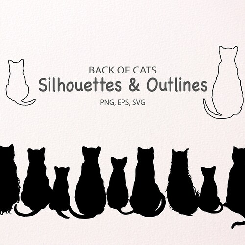 Back of Cat Silhouettes Outlines SVG Vector Instant - Etsy UK