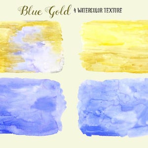Blue Gold Clipart - Watercolor Clipart Blue and Gold Roses, Floral ...