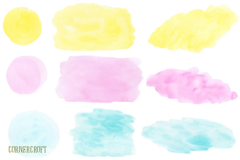 Watercolor Irregular Shapes Watercolor Pastel Color Instant - Etsy