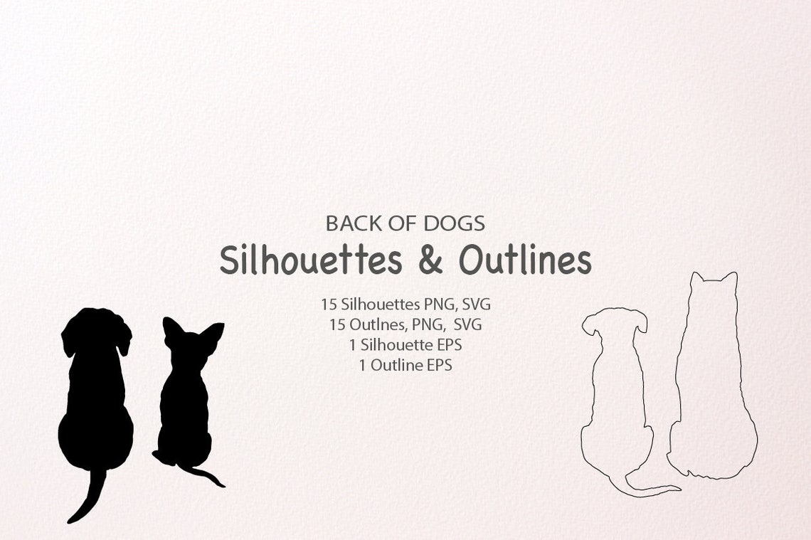 Back of Dog Silhouettes Outlines SVG Vector Instant | Etsy UK