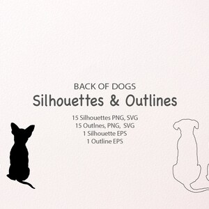 Back of Dog Silhouettes, Outlines, SVG, Vector Instant Download - Etsy
