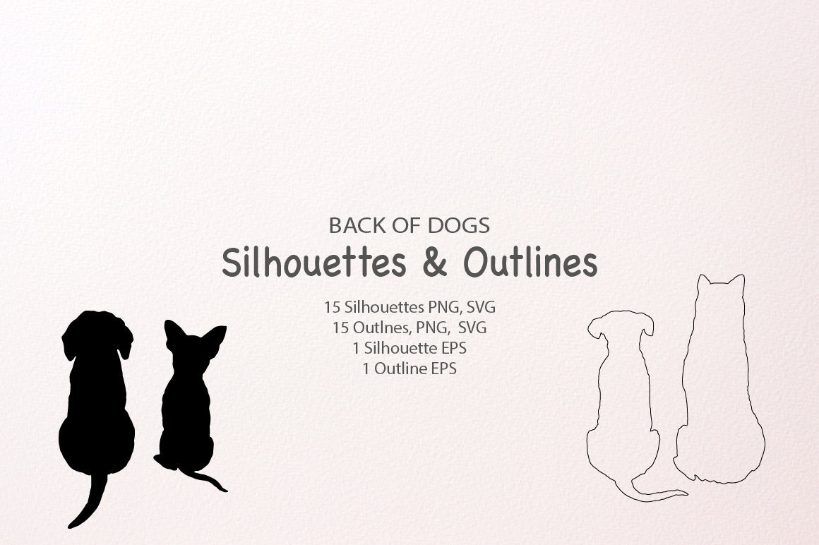 Back of Dog Silhouettes, Outlines, SVG, Vector Instant Download - Etsy