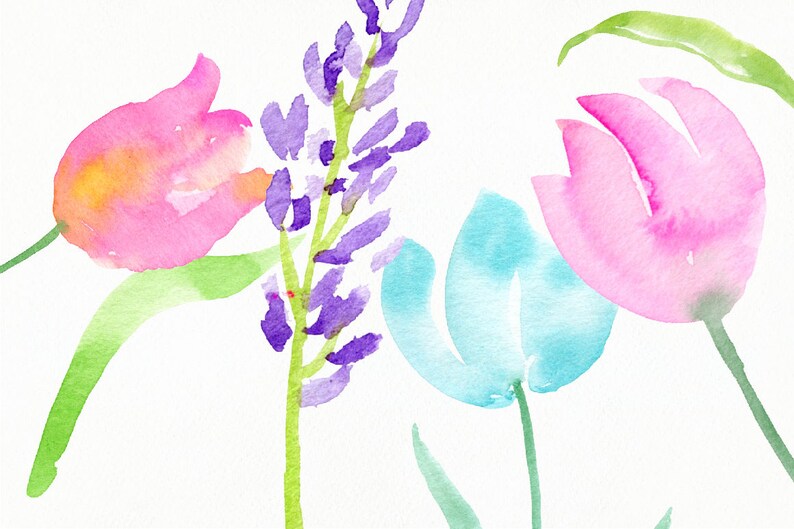 Tulip Clip Art Rainbow Tulips Watercolor Pastel Color Tulips | Etsy