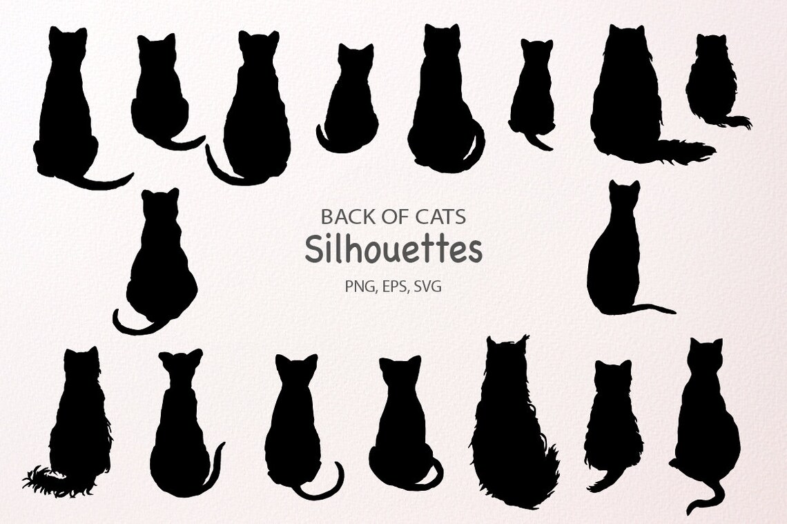 Back of Cat Silhouettes Outlines SVG Vector Instant | Etsy UK