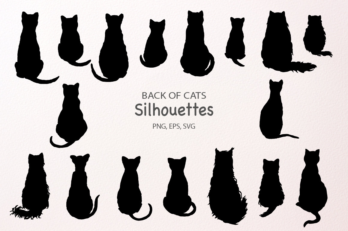 Back of Cat Silhouettes, Outlines, SVG, Vector Instant Download - Etsy UK