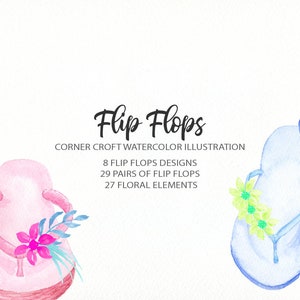 Watercolor Flip Flops Clipart, Watercolor Illustration of Summer ...
