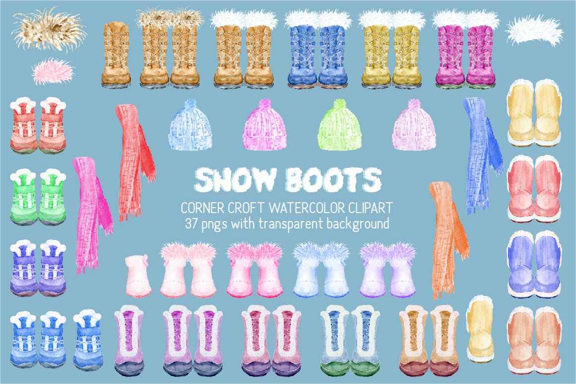 Snow Boots Clipart Watercolor Winter Boots Illustration - Etsy UK