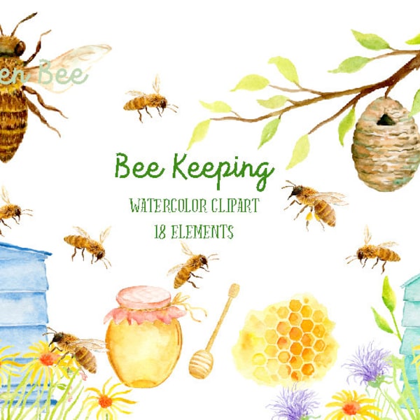 Watercolor Bee - Etsy