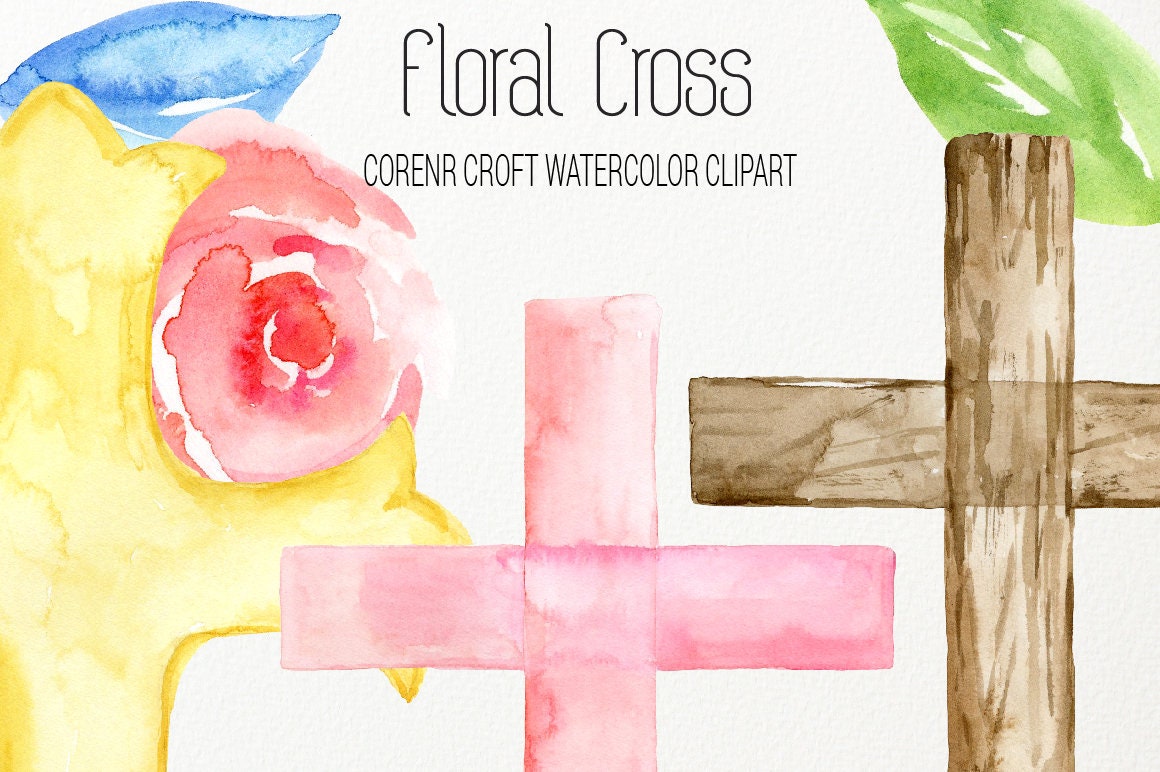 Watercolor Floral Cross Wood Cross and Pastel Watercolor - Etsy