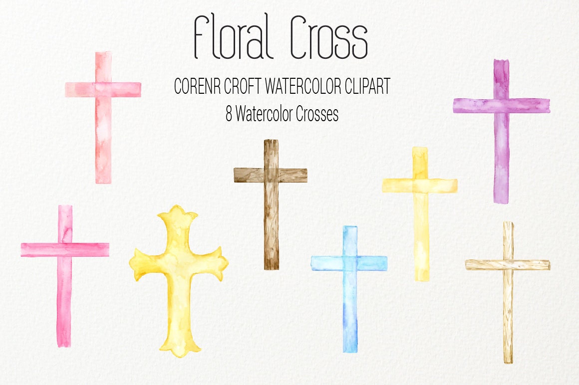 Watercolor Floral Cross wood cross and pastel watercolor | Etsy