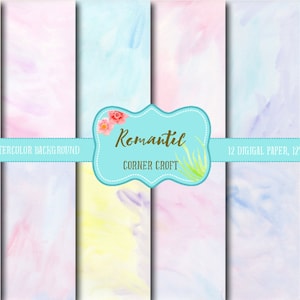 Watercolor Digital Paper Romantic for Instant Download, Hand Painted ...