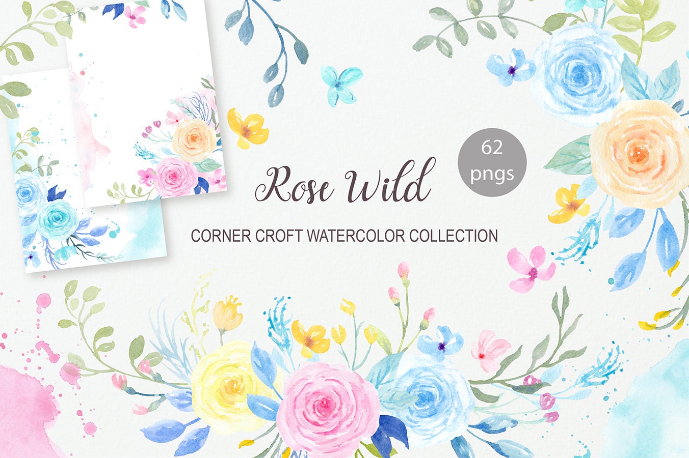 Watercolor Floral Clipart Set – Rose & Peony, DIY Invitation Graphics ...