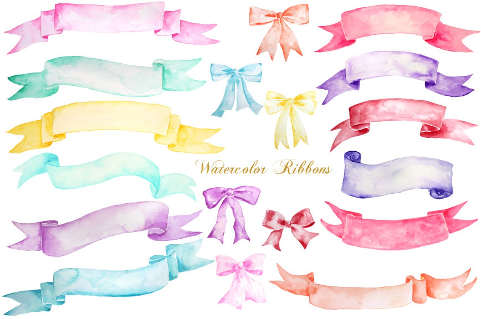 Ribbon Clip Art Watercolor Banners Watercolor Ribbons and - Etsy UK