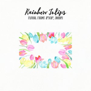 Tulip Clip Art Rainbow Tulips, Watercolor Pastel Color Tulips, Spring ...