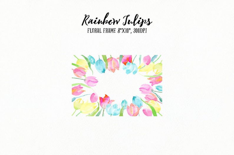 Tulip Clip Art Rainbow Tulips Watercolor Pastel Color Tulips | Etsy