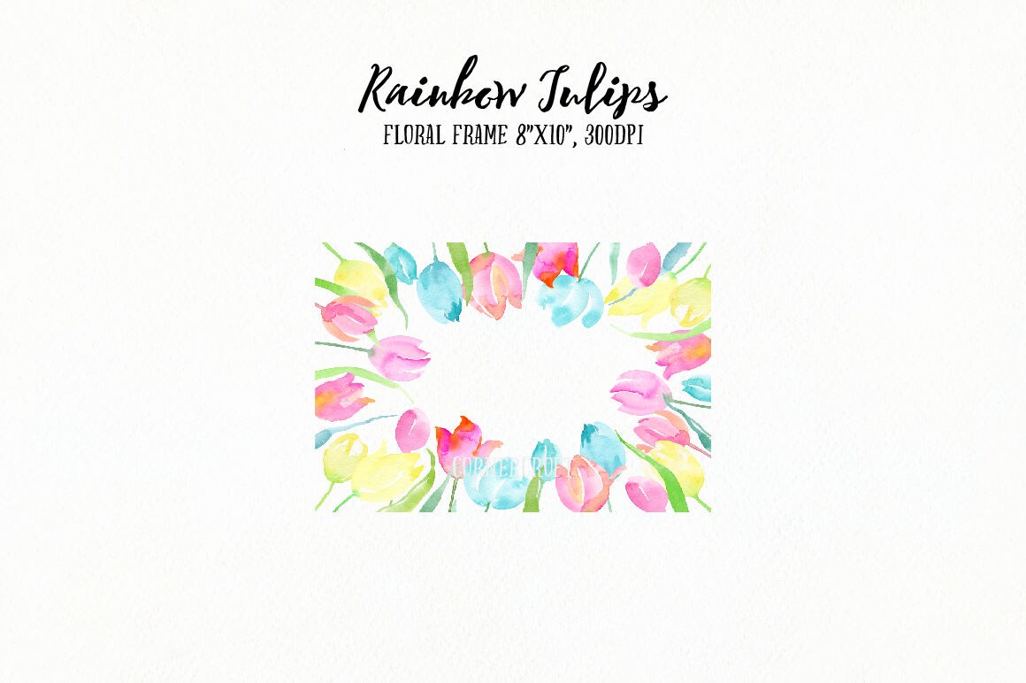 Tulip Clip Art Rainbow Tulips Watercolor Pastel Color Tulips | Etsy