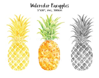 Pineapple Clipart Gold Texture Pineapples Watercolor - Etsy