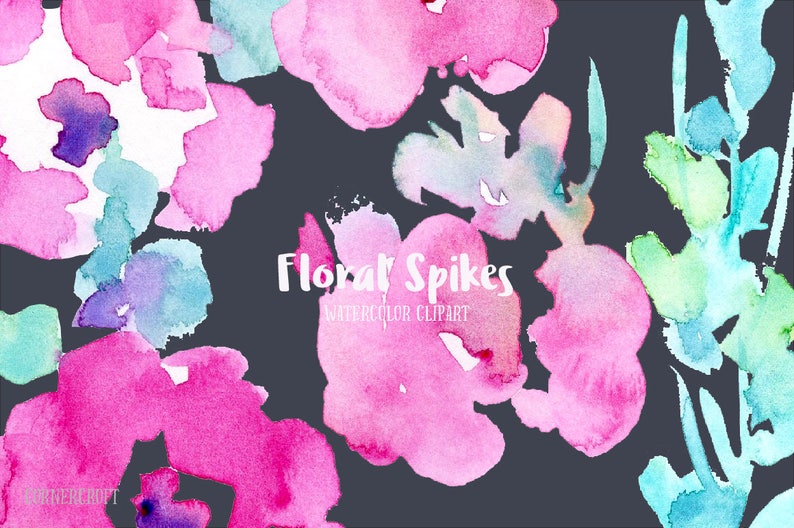 Floral Spikes Watercolor Design Kit Abstract Flower Spikes - Etsy UK