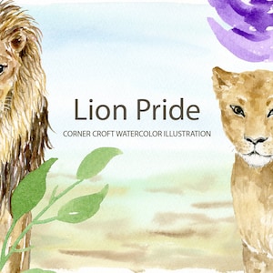 Lion Clipart, Watercolor Lion Pride, Lion Family Clip Art - Etsy