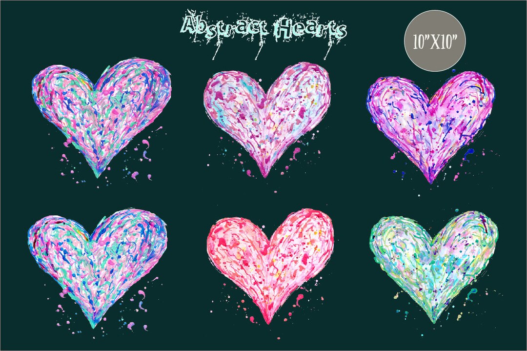 Acrylic Abstract Pattern Hearts Printable Instant Download Digital ...