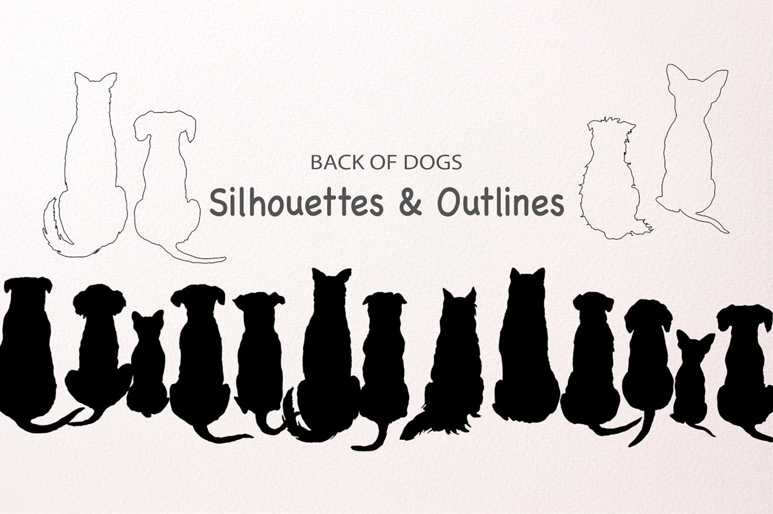Back of Dog Silhouettes, Outlines, SVG, Vector Instant Download - Etsy
