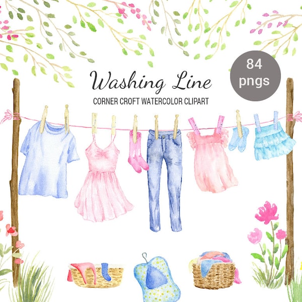 Washing Line Clipart - Etsy UK